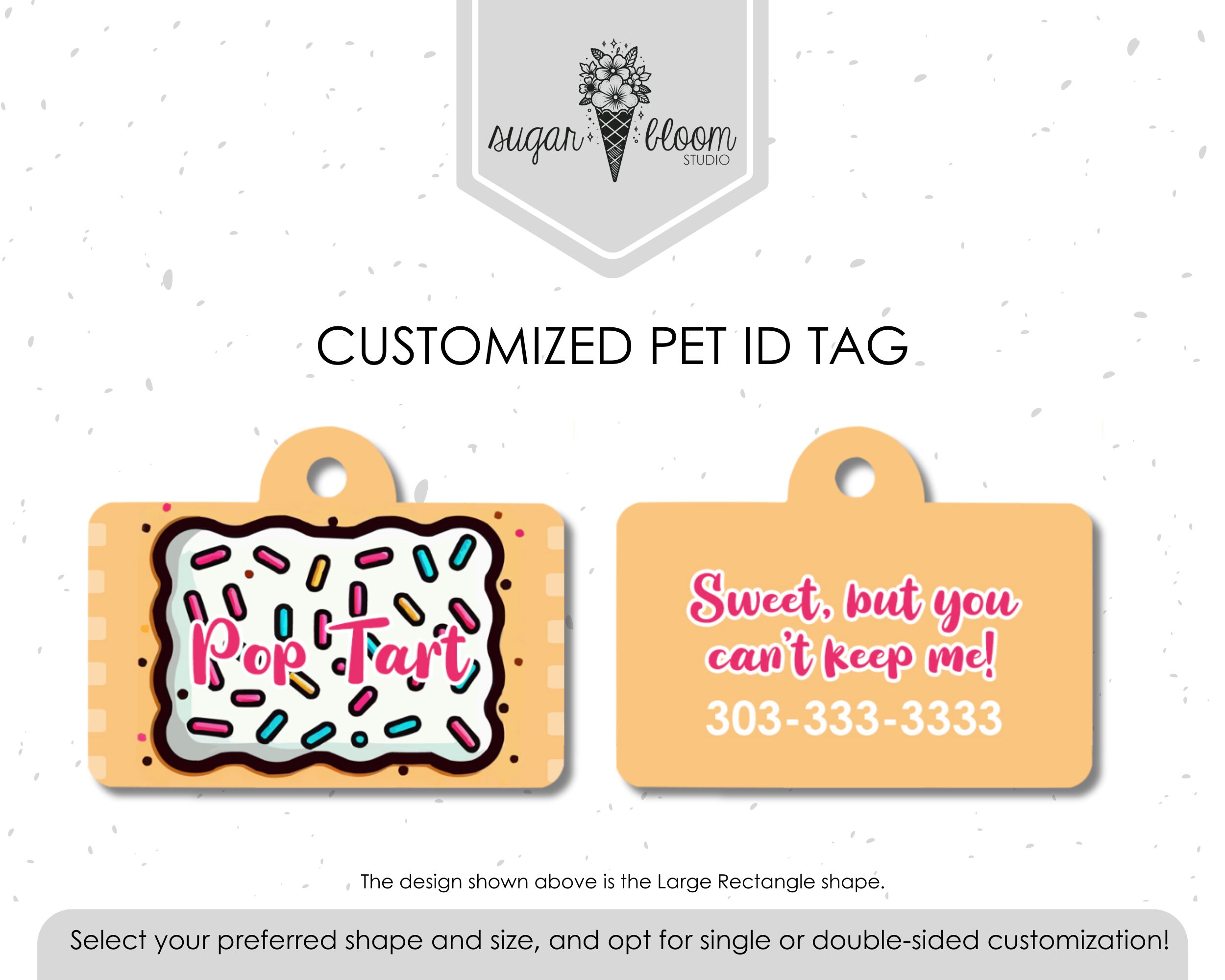 Sprinkles Iced Pop Tart Toaster Strudel Personalized Dog Tag, Food ...