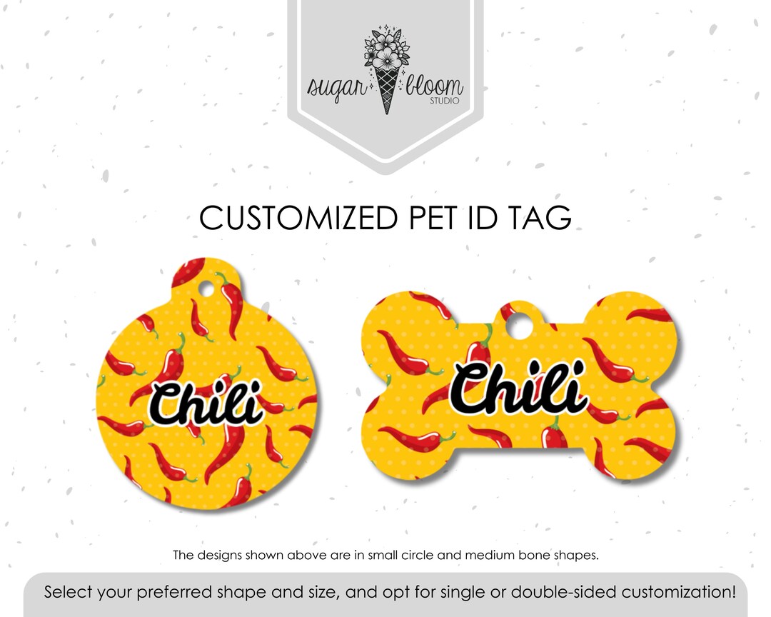 Hot Chili Pepper Red Personalized Dog Tag, Custom Pet ID, Cat ID, Food ...
