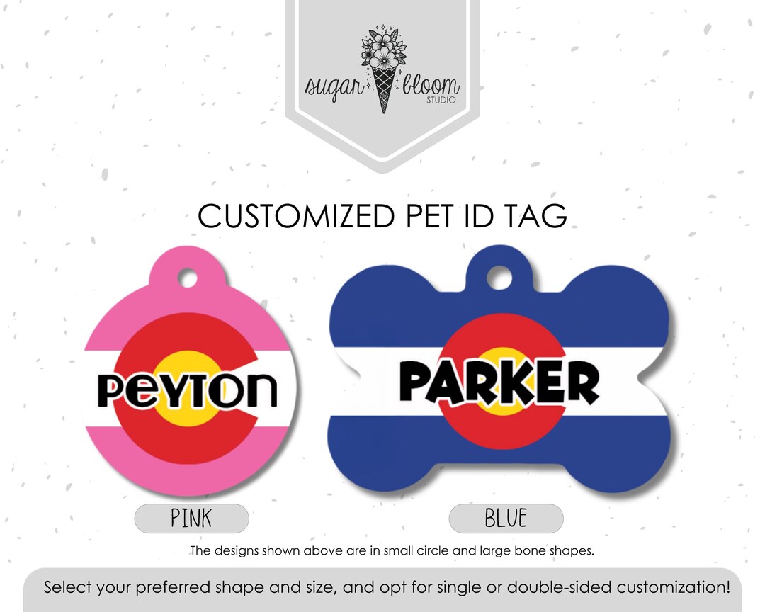Personalized Colorado Flag Dog Tag, Mile High Denver Pet ID Tag Pink or ...