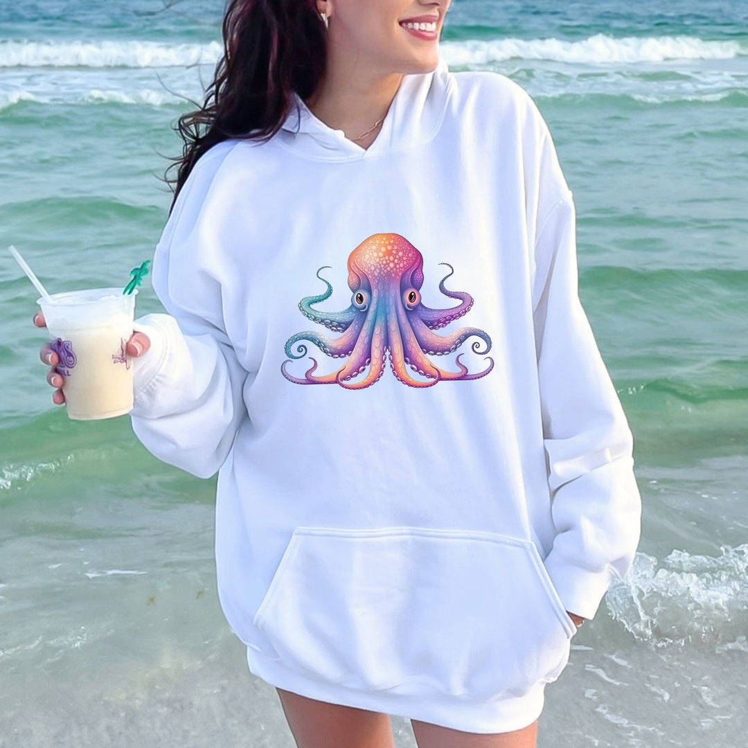 Colourful Octopus Graphic Hoodie Marine Animal Hooded - Etsy