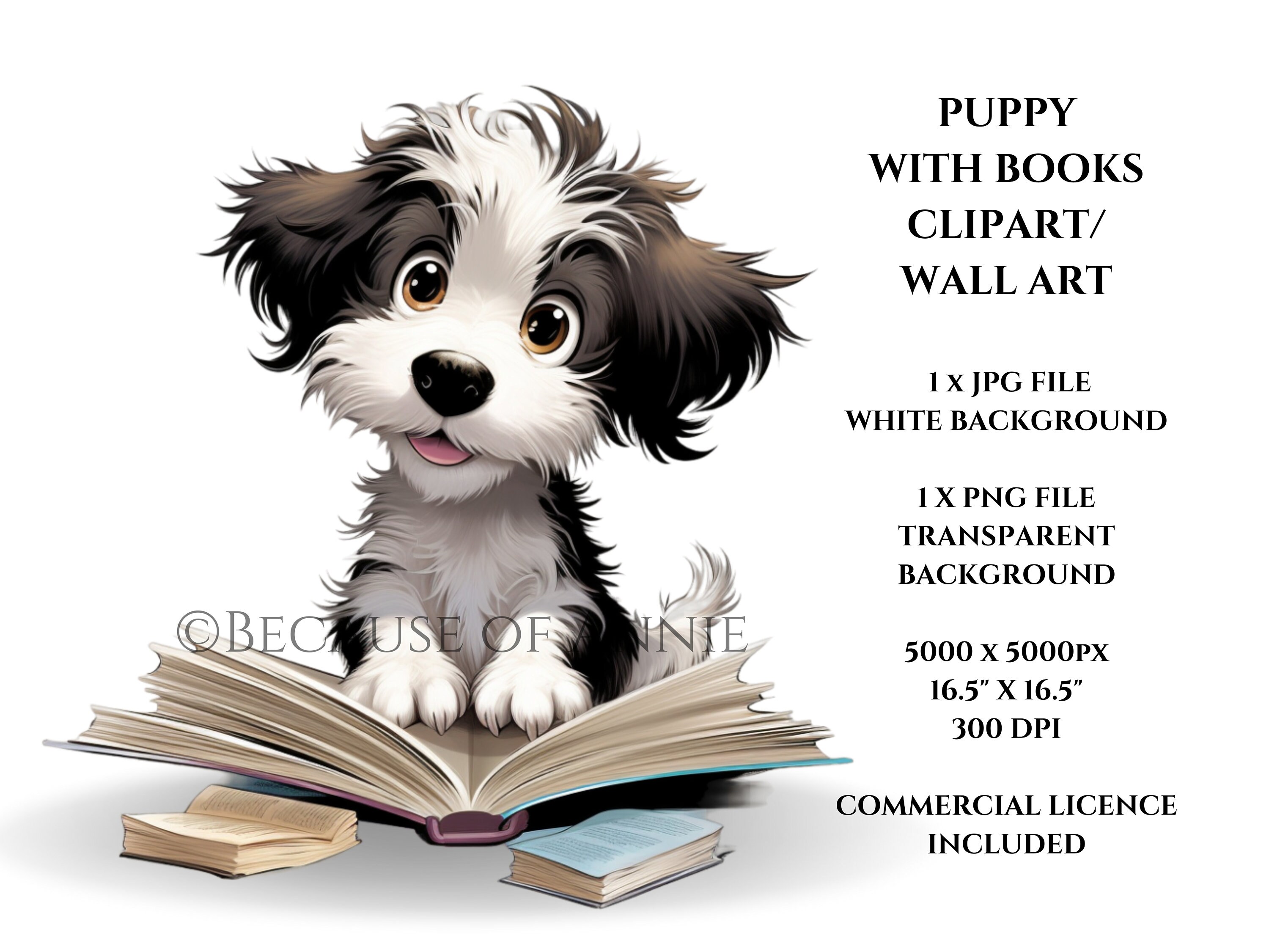 Dog Reading A Book Clipart