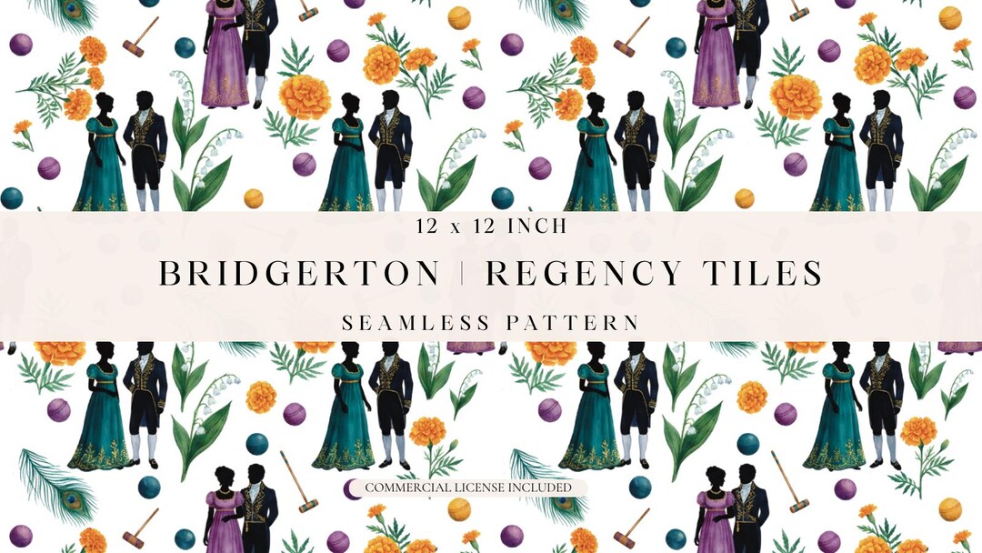 Bridgerton Style Seamless Pattern, the Promenade Peacock, Teal Marigold ...