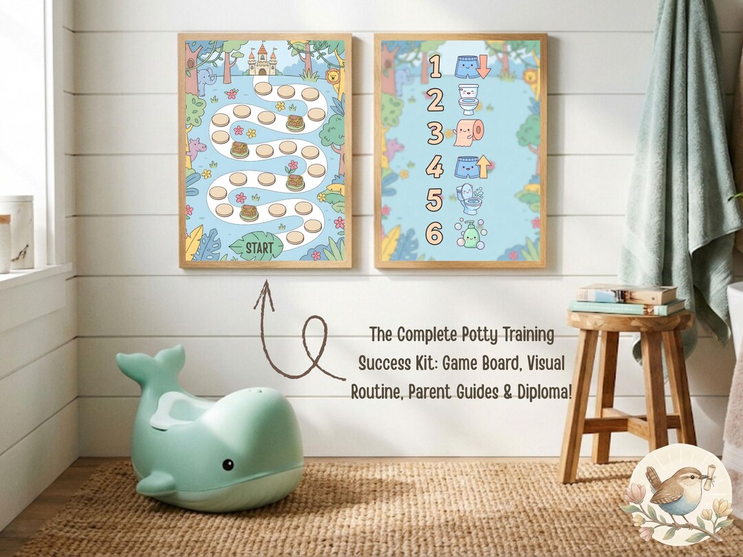 Potty Training Chart | Toddler Reward Game | Visual Bathroom Routine ...