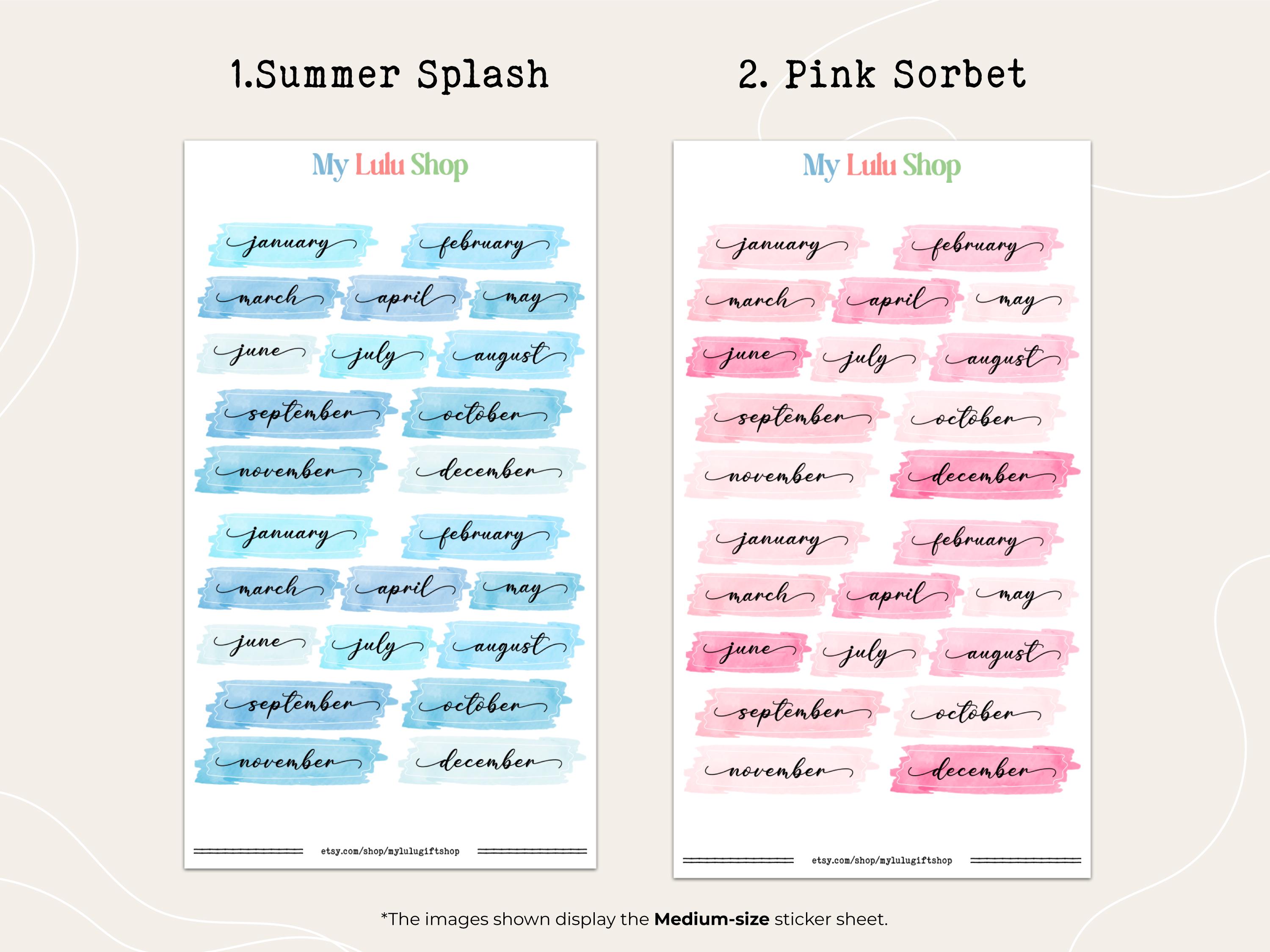 MONTH Planner Stickers, Month Header Stickers, Months of the Year ...