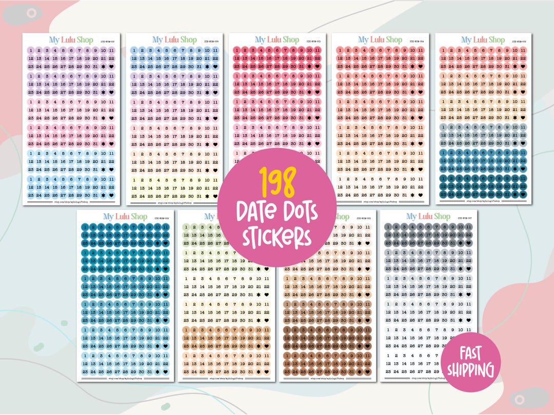 Date Dot Planner Stickers, Calendar Journal Stickers, 192 Count - Etsy
