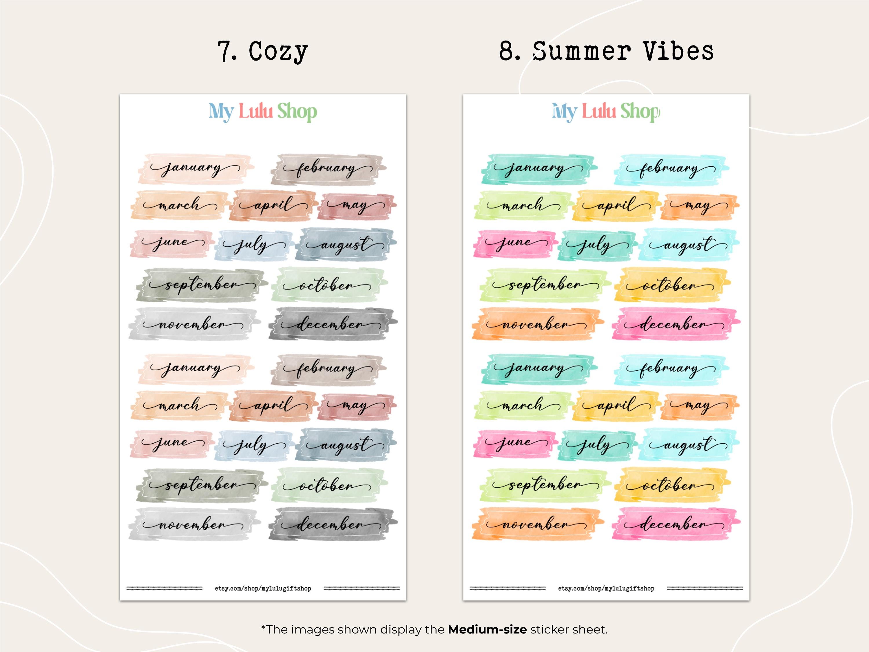 MONTH Planner Stickers, Month Header Stickers, Months of the Year ...