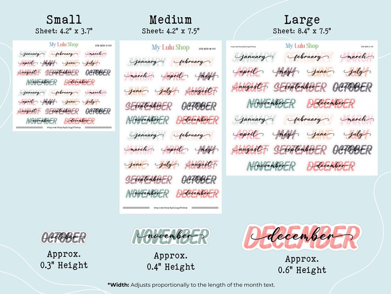 MONTH Planner Stickers, Month Header Stickers, Months of the Year ...