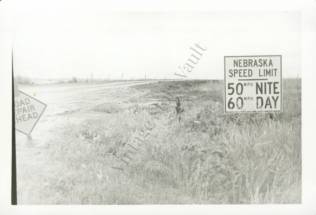 1950s Nebraska Speed Limit Sign Photo, Vintage Road Trip Art (digital ...