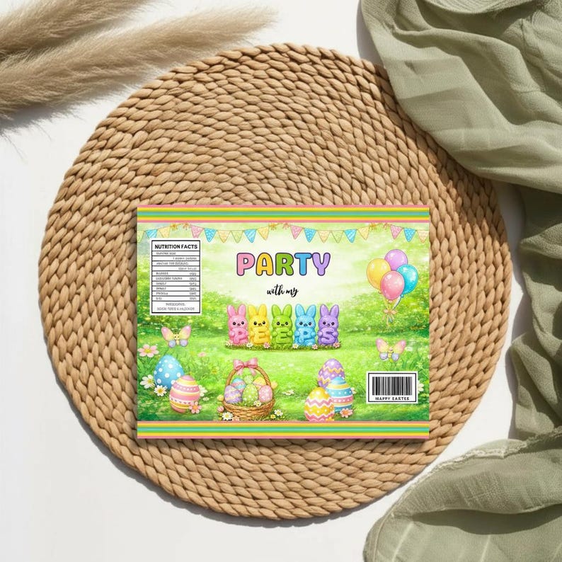 Easter Chip Bag Label Printable, Party With My Peeps Chip Bag, Easter ...