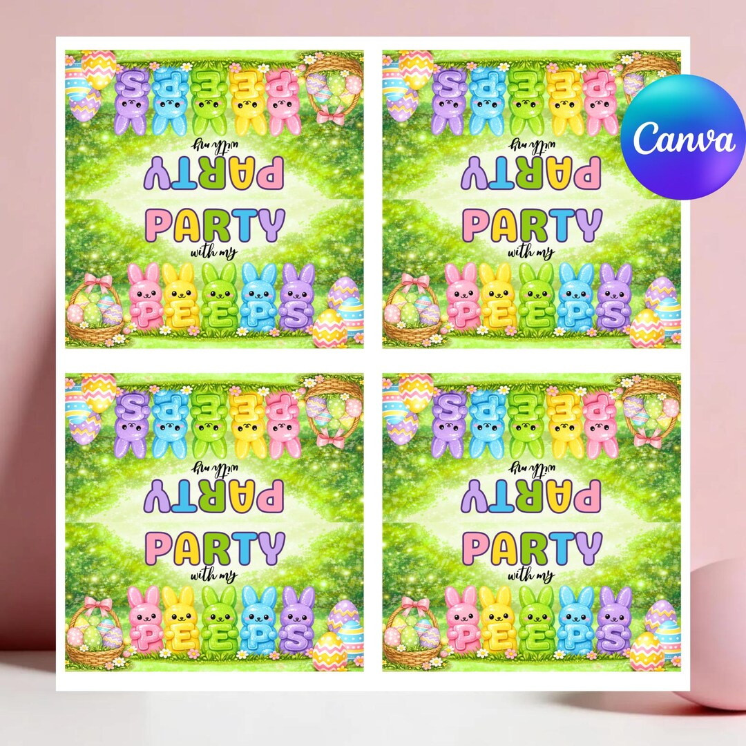 Easter Favor Bag Topper Printable, Party With My Peeps Goodie Bag ...