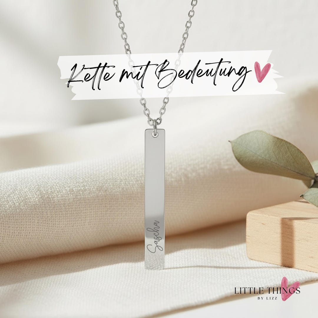 Personalized Name Necklace | Vertical Bar Necklace With Engraving ...