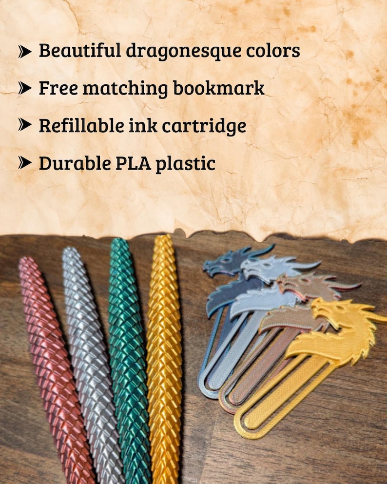 Dragon Scale Pen – 3D Printed Fantasy Pen + FREE Matching Bookmark - Etsy