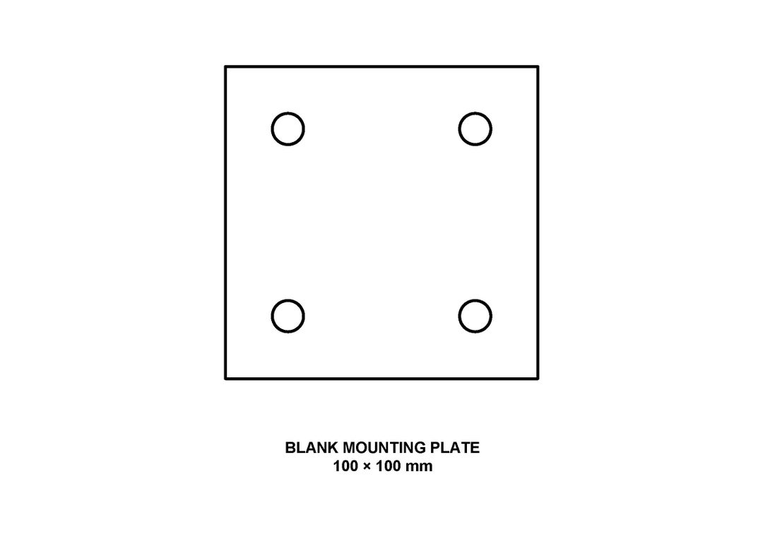 Blank Mounting Plate DXF | 4 Hole Plate (100x100 Mm) | CNC Laser Plasma ...