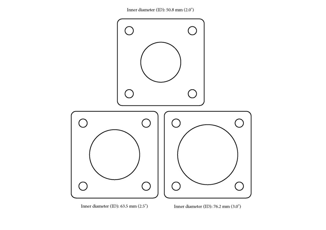 Universal 4 Bolt Flange DXF Set | 2.0” 2.5” 3.0” (50.8mm, 63.5mm, 76 ...