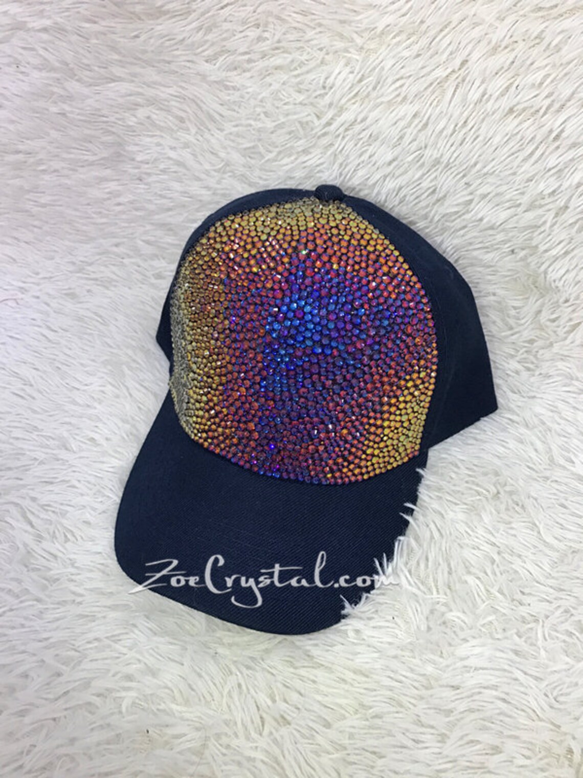 CUSTOMIZED BLING CAP / Hat Bedazzled With Rainbow Volcano | Etsy