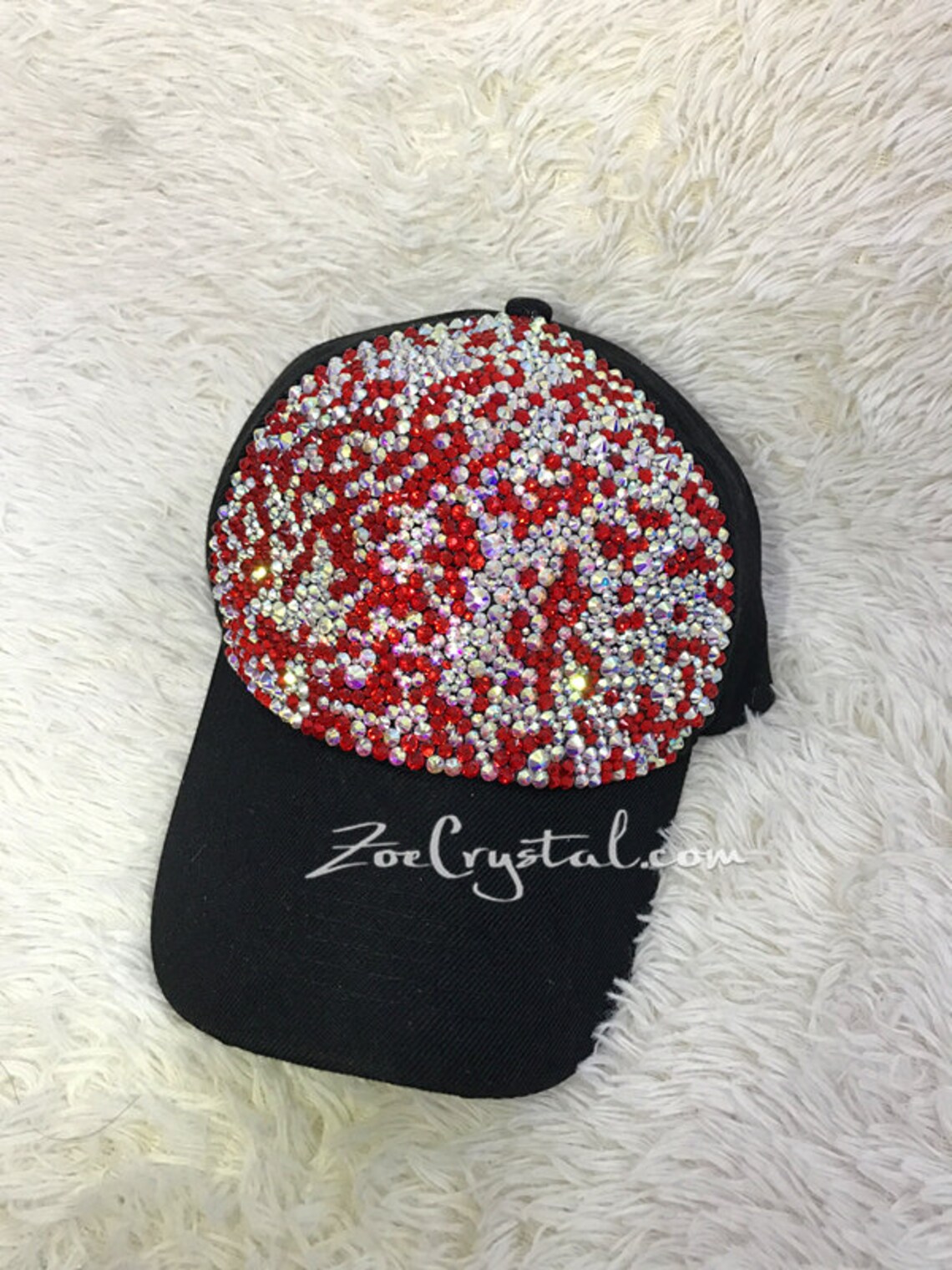 CUSTOMIZED BLING CAP / Hat Bedazzled With Red and Ab White - Etsy