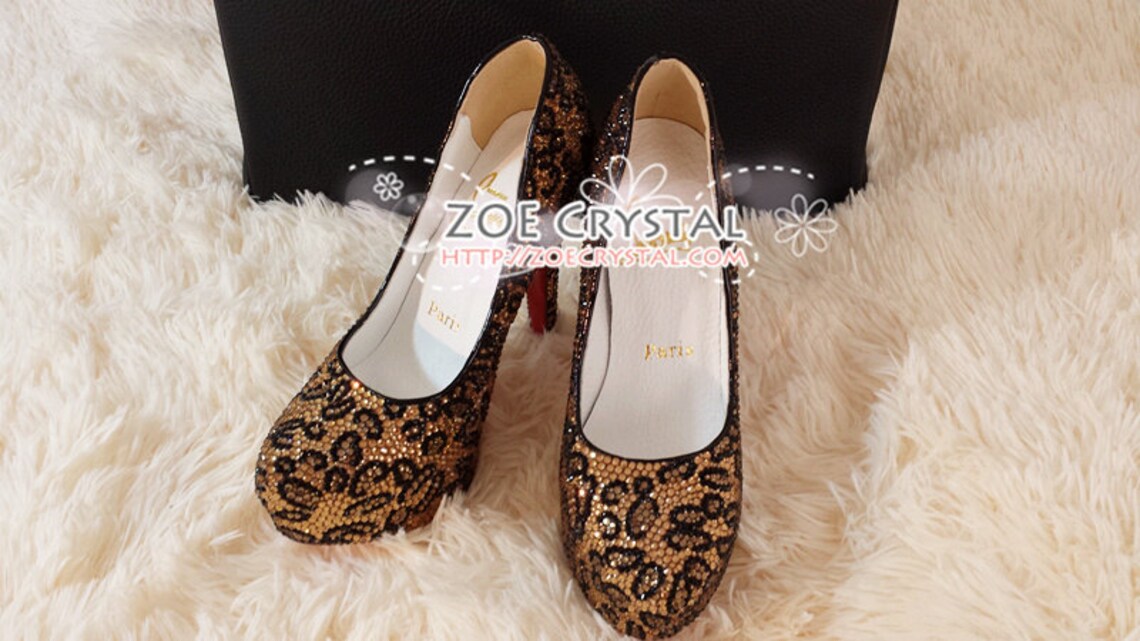 Bling and Sparkly Strass Leopard Print High Heels Made of - Etsy