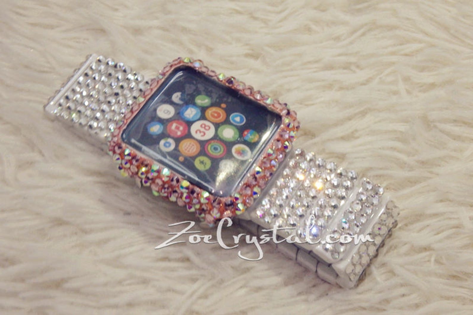 Apple Watch Bling Bedazzled Pink Mixed Ab Crystal Case - Etsy