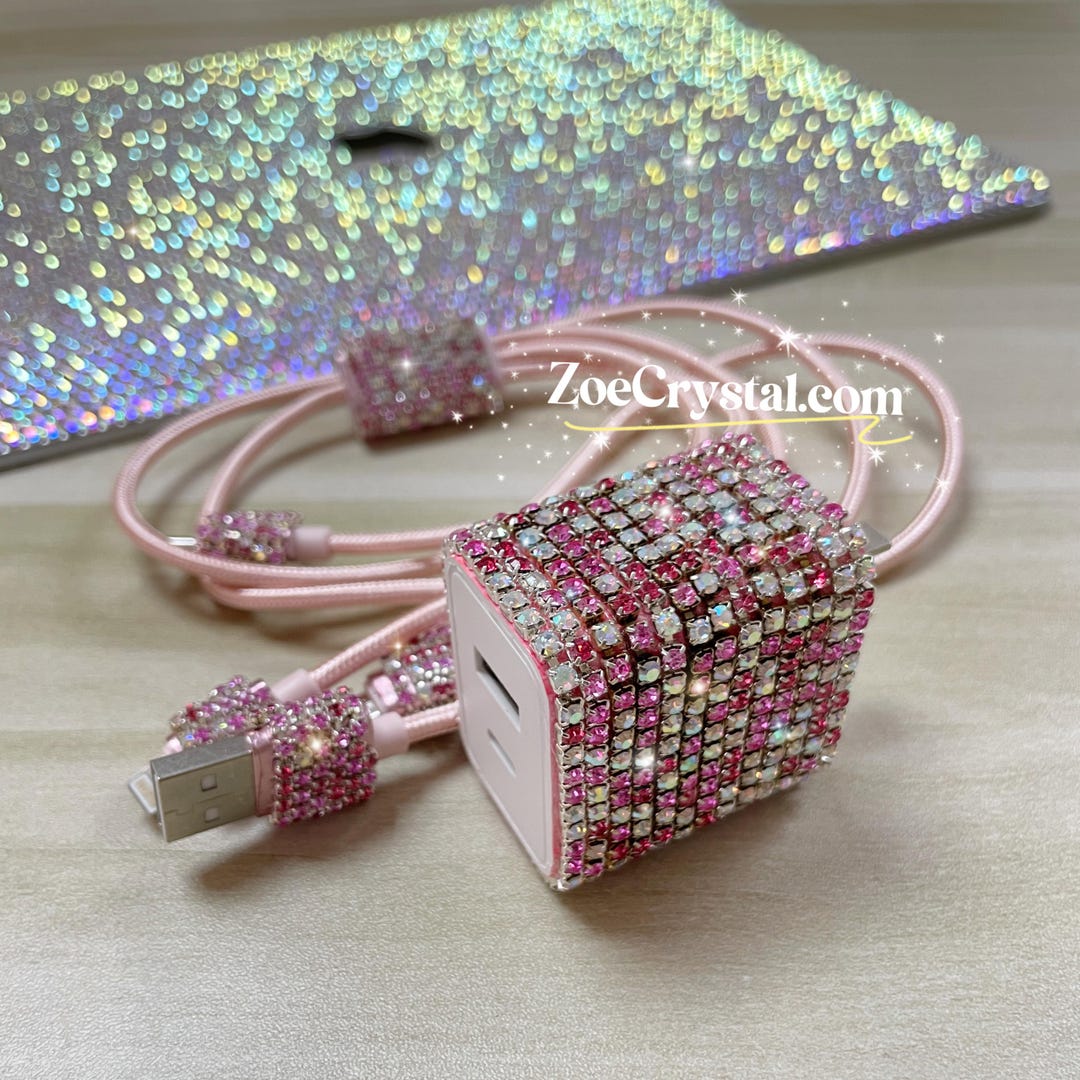 Bling Bedazzled Pink Phone CHARGE CABLE 3 in 1 Usb Lightning and ...
