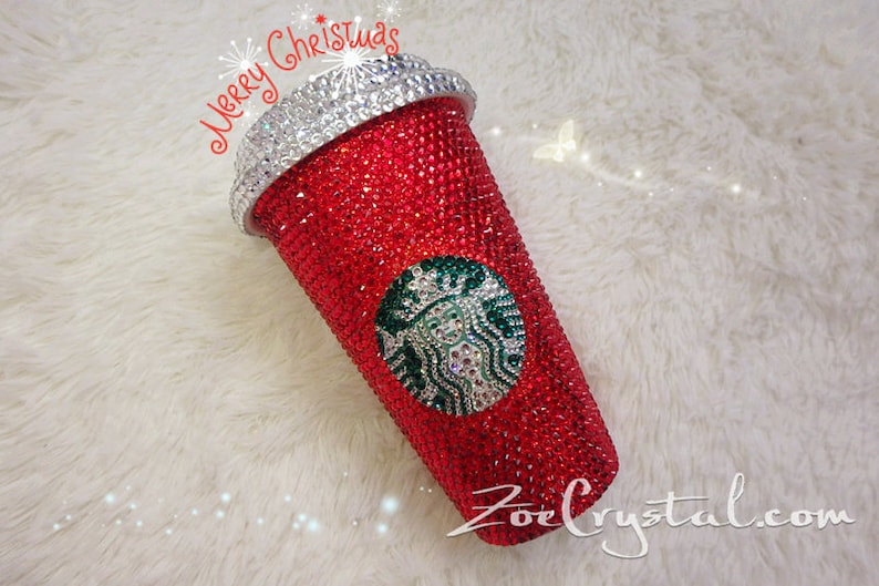 Bedazzled Starbucks Coffee Tumbler – Red Crystal Rhinestone Bling Cup ...