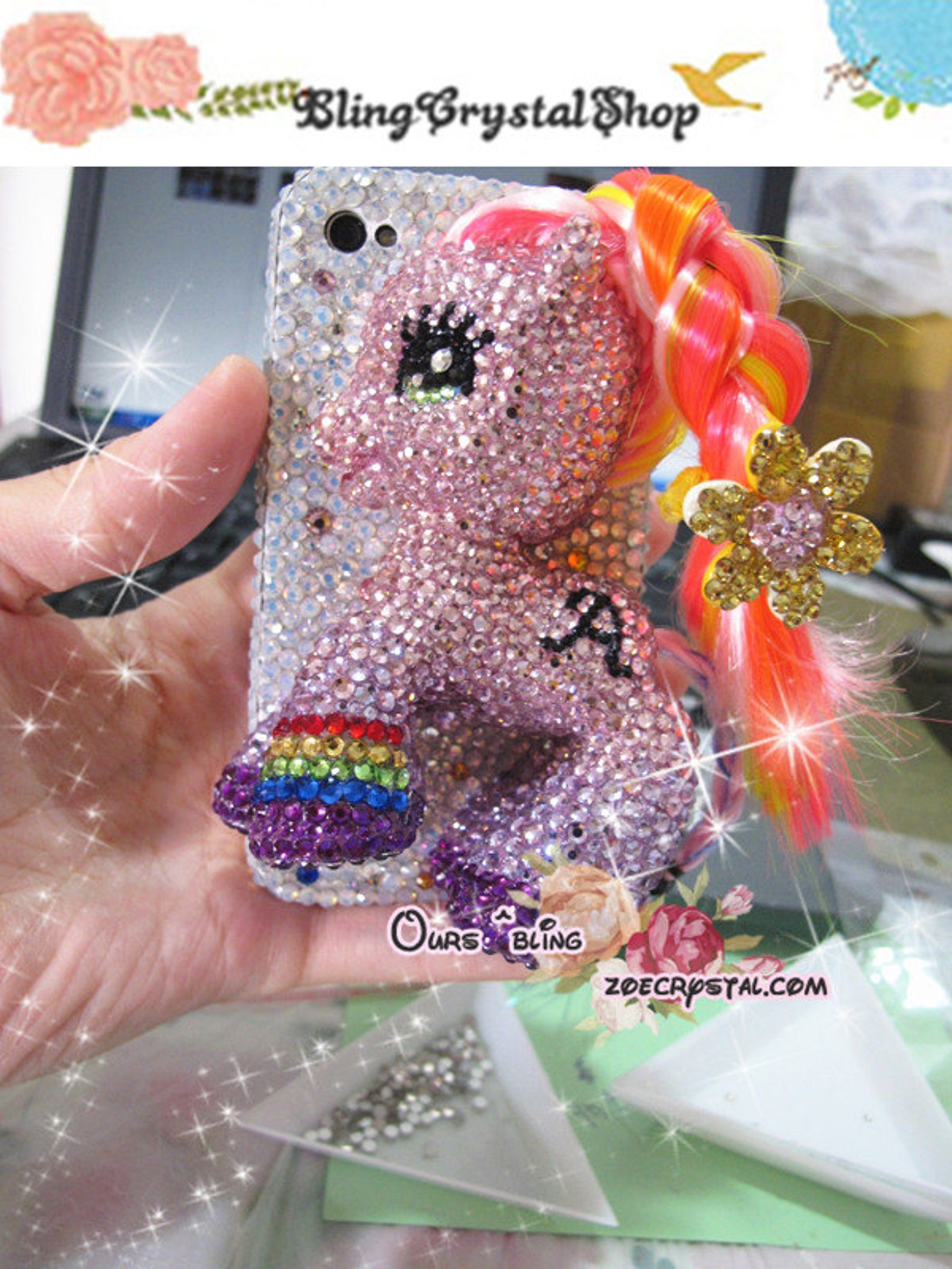 Czech/ Swarovski My Little Pony BLING Crystal 3D Cell Phone Case - Etsy
