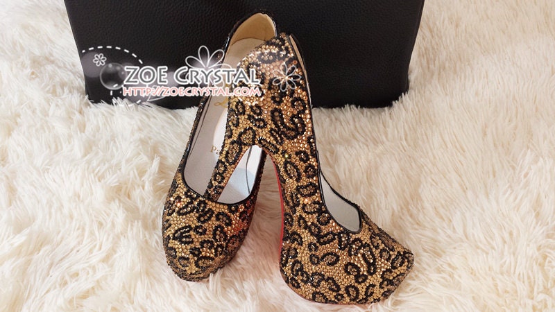 Bling and Sparkly Strass Leopard Print High Heels Made of - Etsy