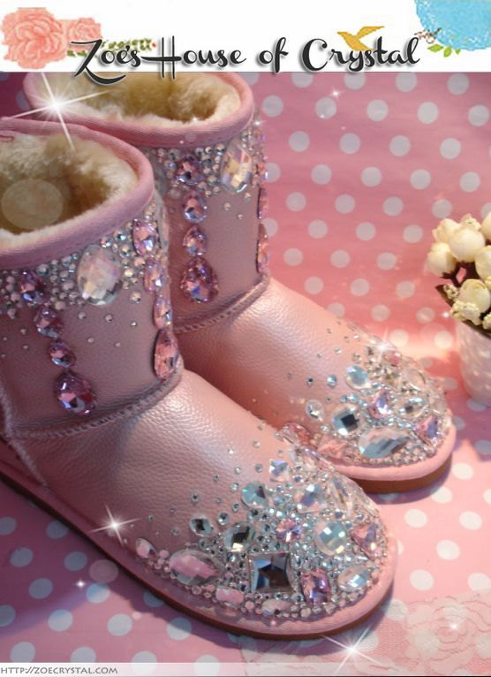 SHINY WINTER Pink Sheepskin Fleech/wool Boots With Shinning - Etsy