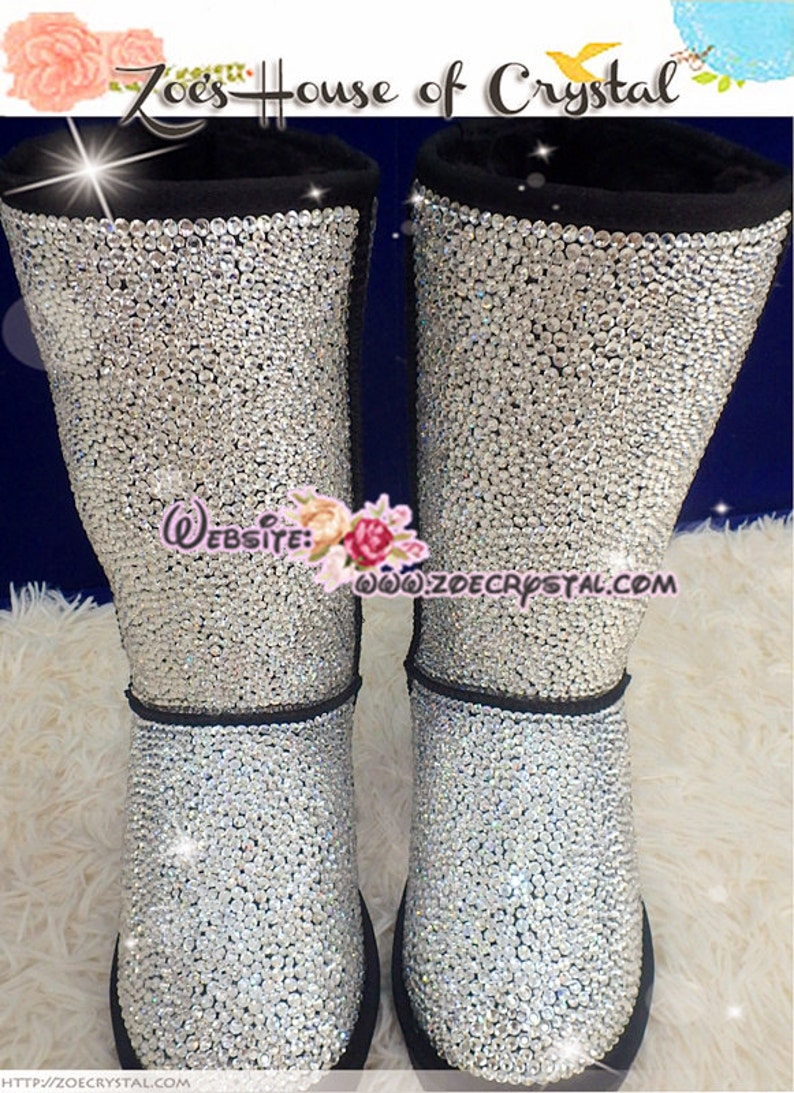 SHINY WINTER Bling and Sparkly Strass Sheepskin Wool BOOTS W - Etsy