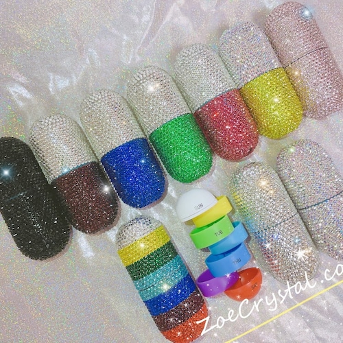 Bling & Bedazzaled Pill Medicine Tablet Box Holder Storage - Etsy