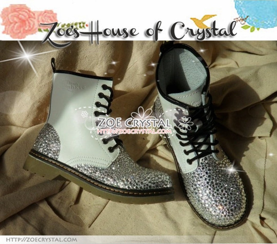 Bedazzled Medium Tall Leather Boots With Bling and Sparkly CRYSTAL ...