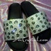 NEW Bling Bedazzled SANDALS SLIDES Slippers With Snow Leopard Print ...