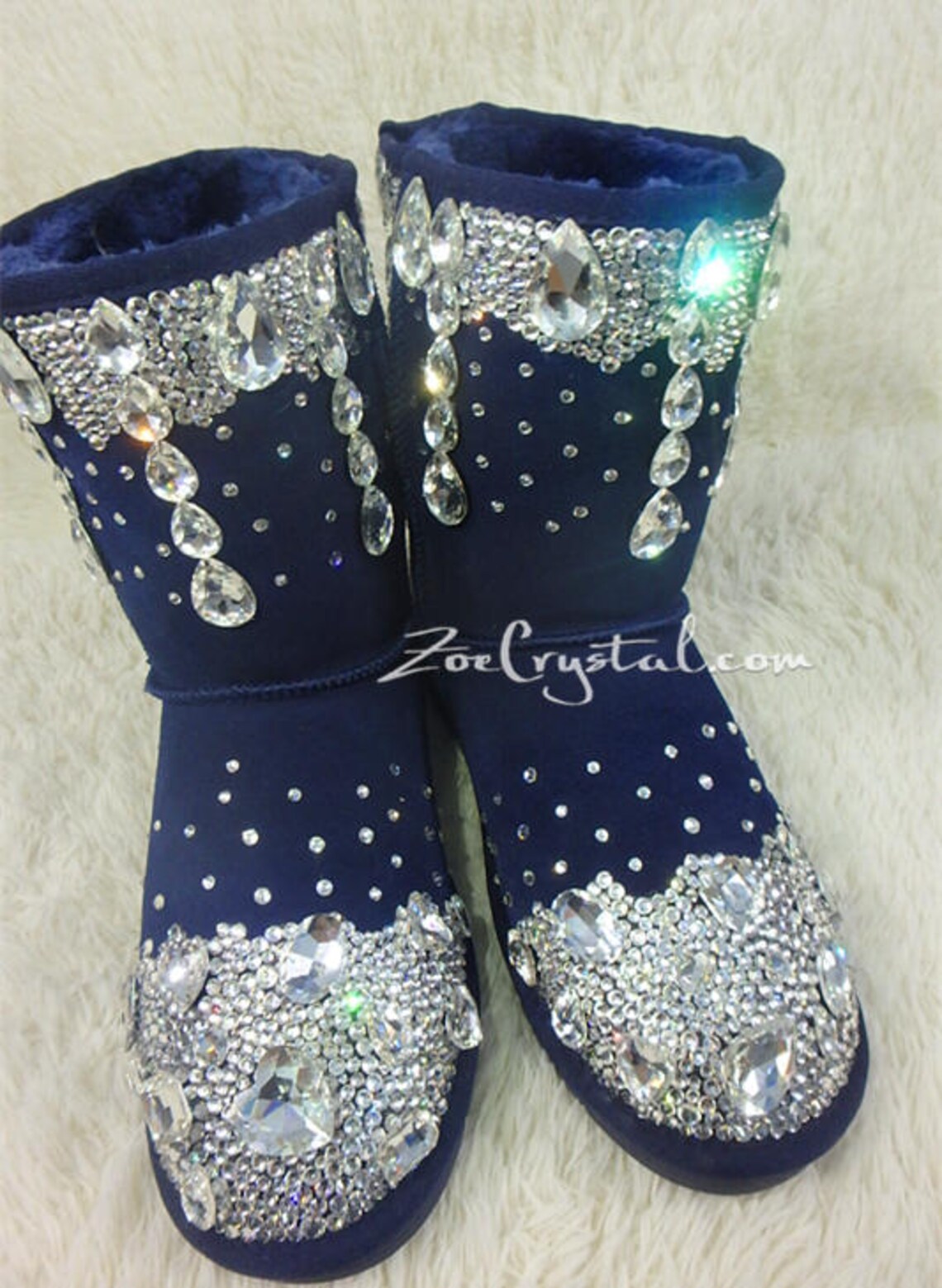 New Colorshiny WINTER Blue Leather Sheepskin Fleech/wool - Etsy