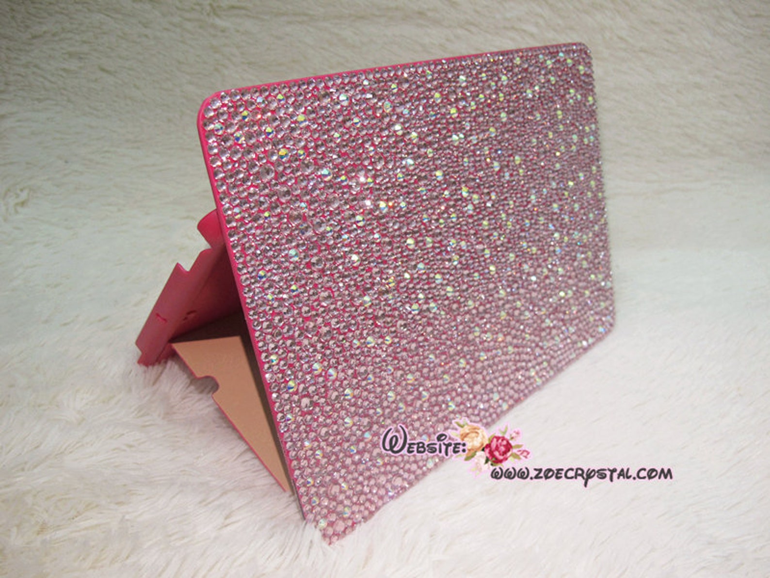 Bedazzled Bling Glitter iPad CASE Cover W Light Pink + AB White ...