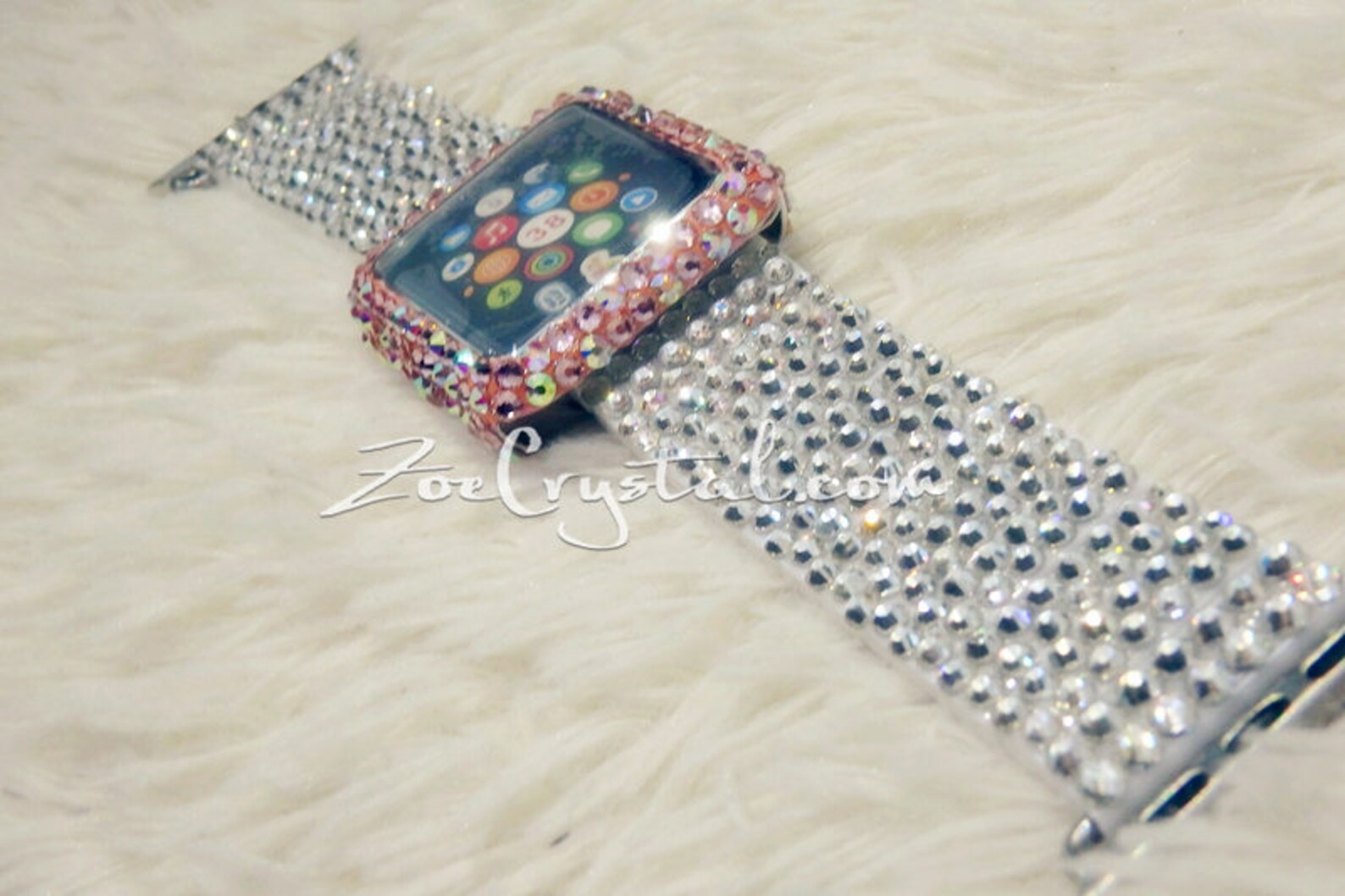 Apple Watch Bling Bedazzled Pink Mixed Ab Crystal Case | Etsy