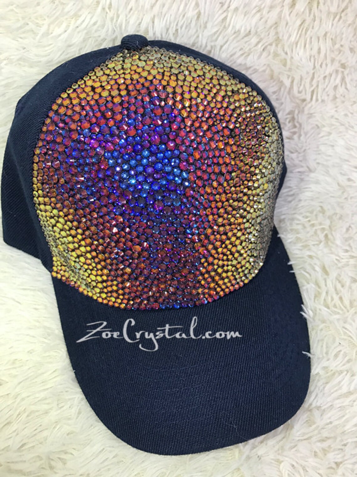 CUSTOMIZED BLING CAP / Hat Bedazzled With Rainbow Volcano | Etsy