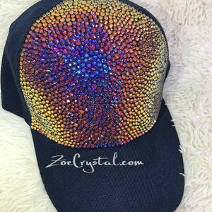 CUSTOMIZED BLING CAP / Hat Bedazzled With Rainbow Volcano Crystal ...