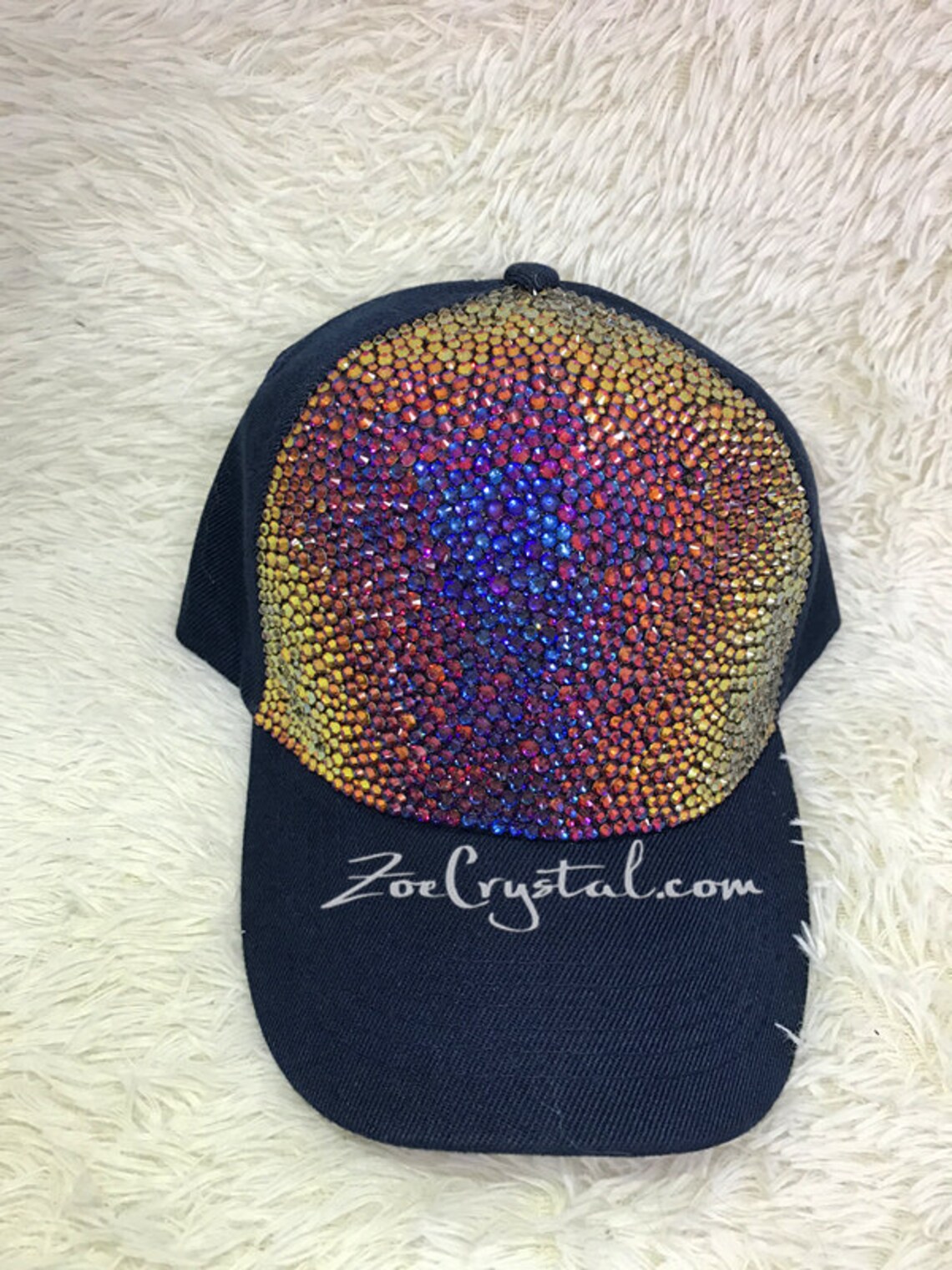 CUSTOMIZED BLING CAP / Hat Bedazzled With Rainbow Volcano | Etsy