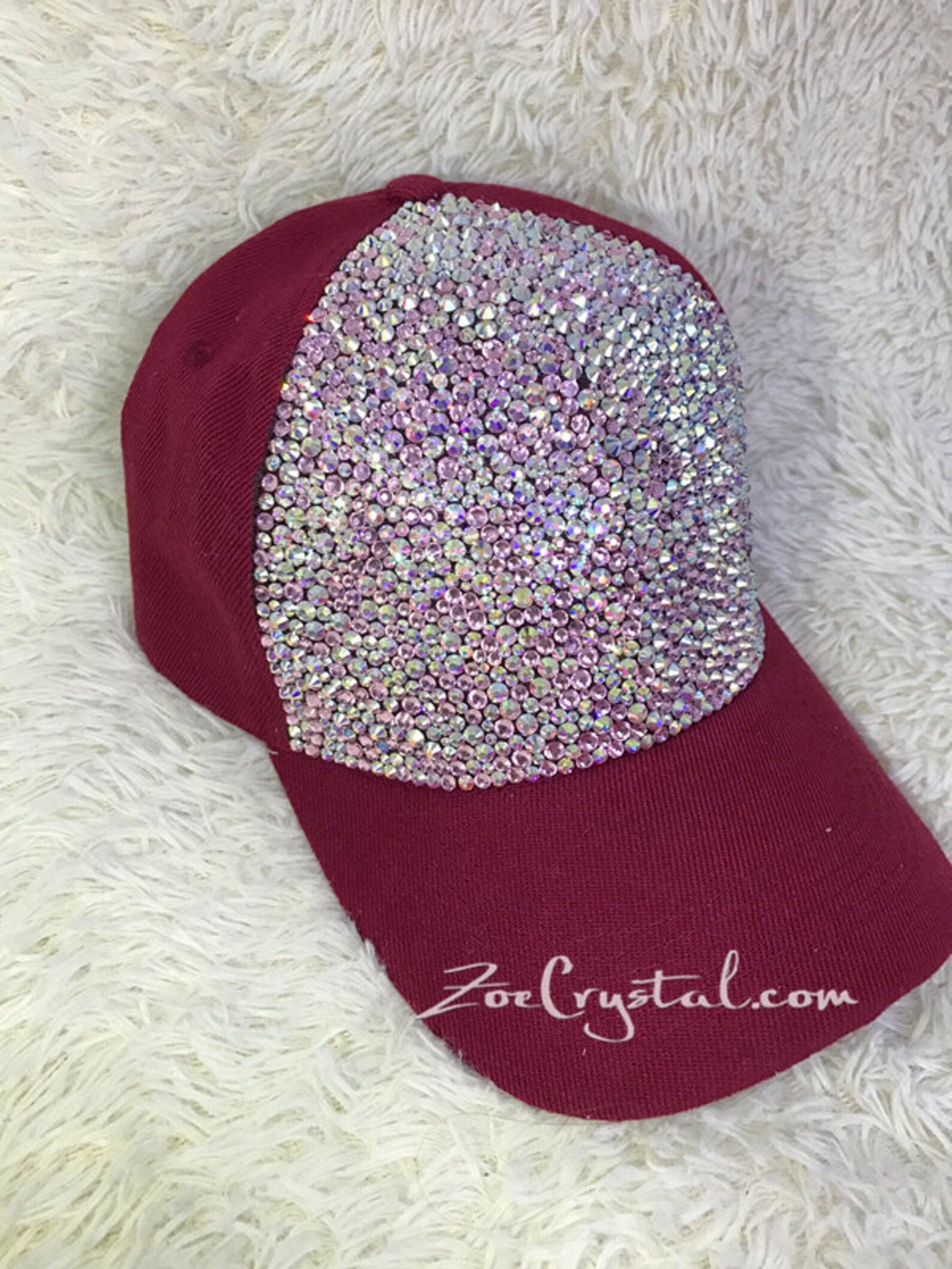 CUSTOMIZED BLING Red CAP / Hat Bedazzled With Iridescent Ab White ...