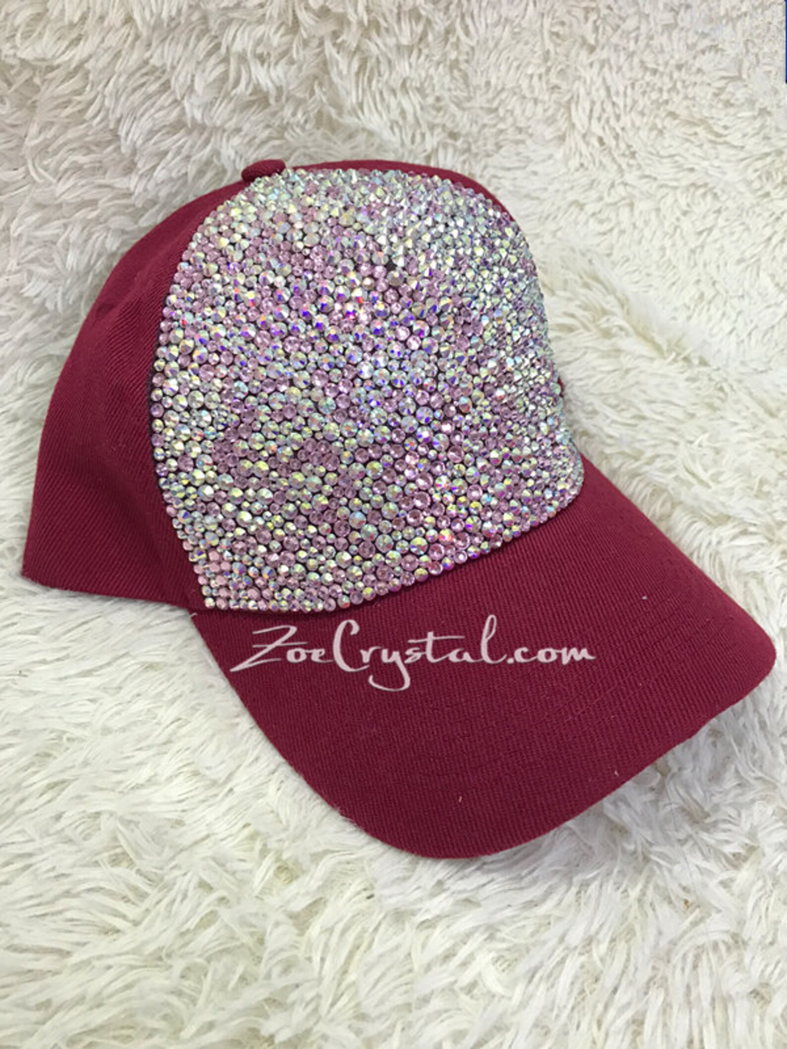 CUSTOMIZED BLING Red CAP / Hat Bedazzled With Iridescent Ab White ...