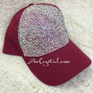 CUSTOMIZED BLING Red CAP / Hat Bedazzled With Iridescent Ab White ...
