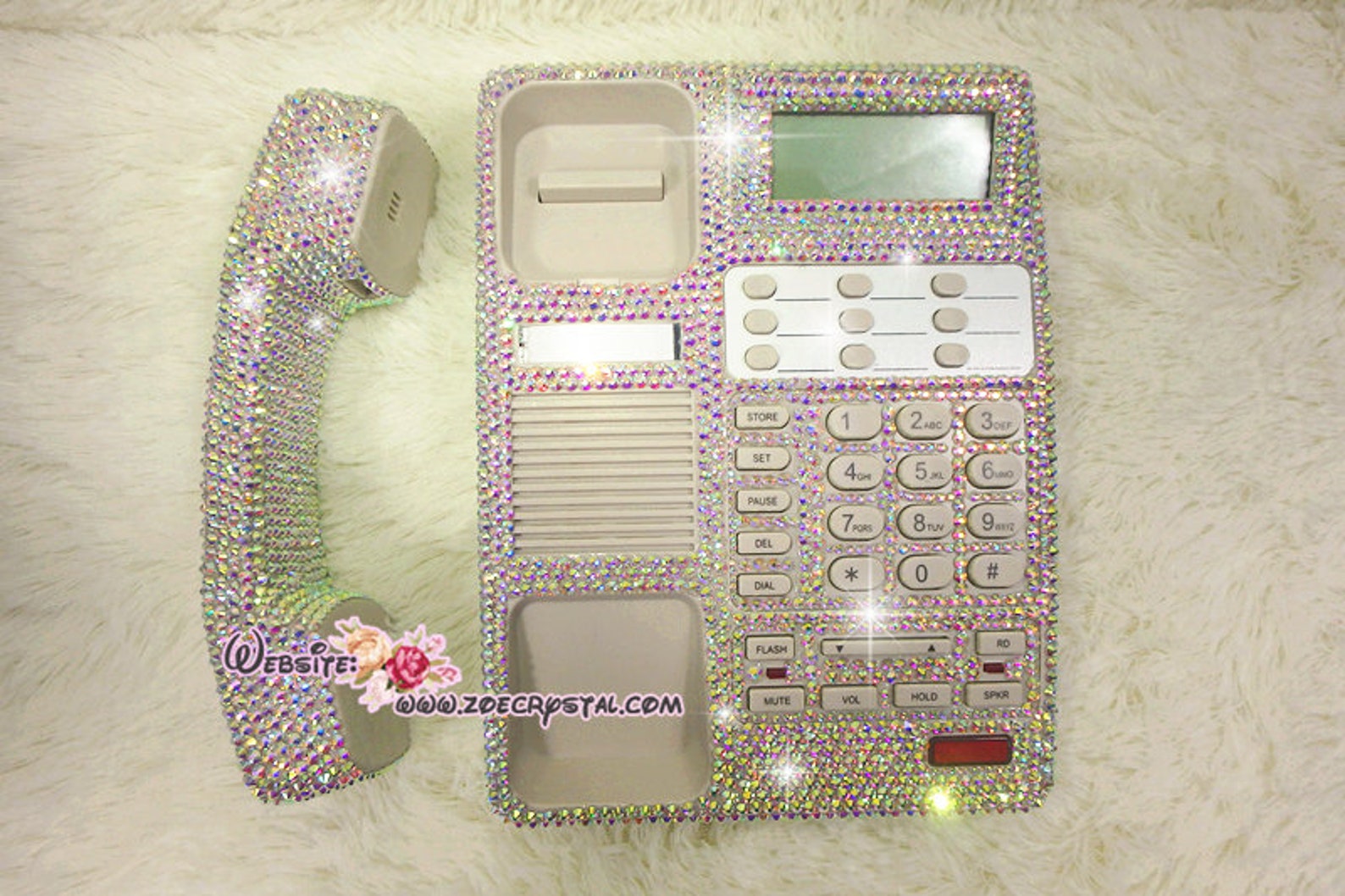 Bling and Sparkly AB White OFFICE / DESK Phone to Ensure a - Etsy
