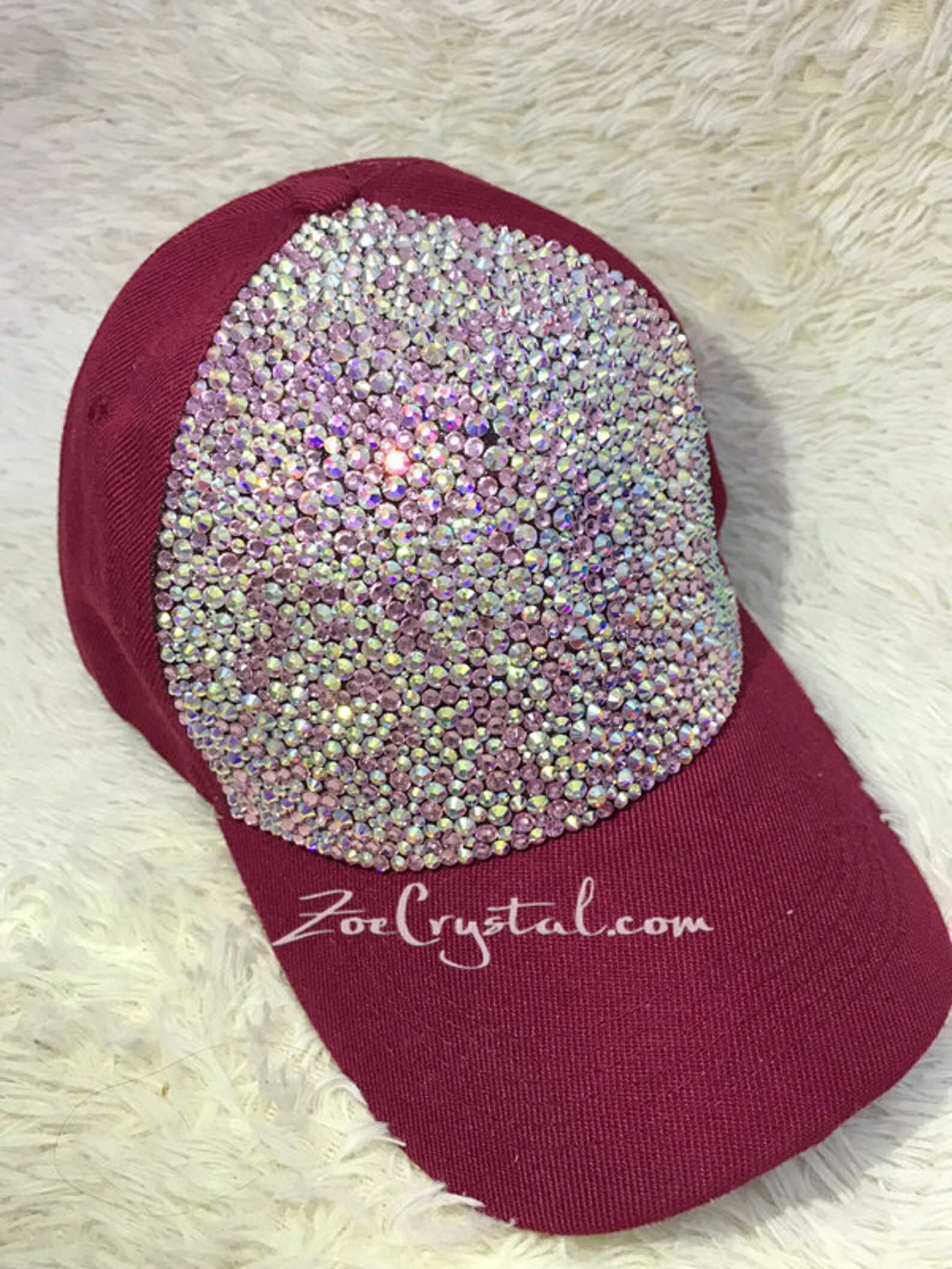CUSTOMIZED BLING Red CAP / Hat Bedazzled With Iridescent Ab White ...