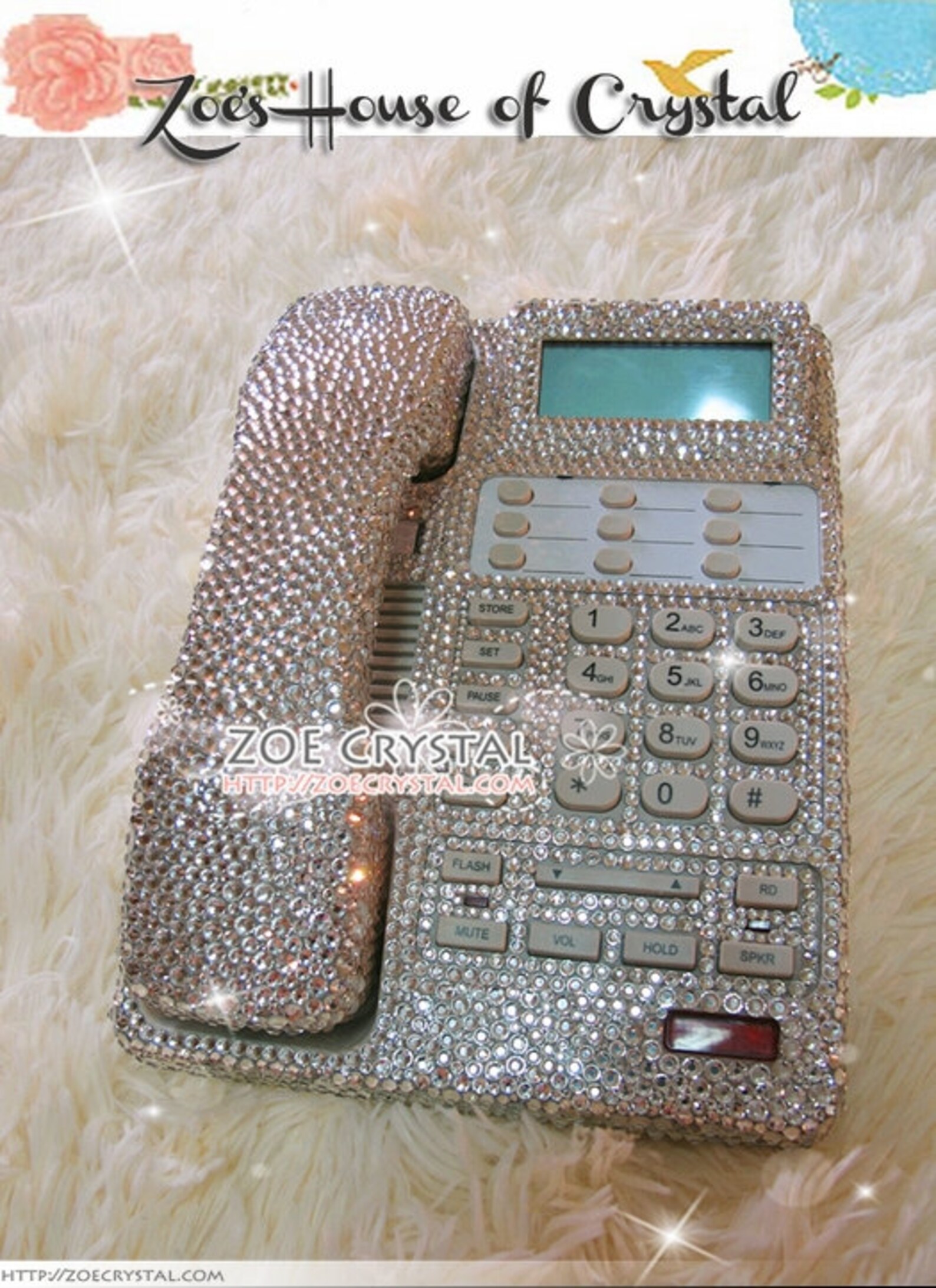 Bling and Sparkly White OFFICE / DESK PHONE to Ensure a Good - Etsy