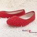 Bling Red Pearl Flat Shoes Covered With Bedazzled Sparkly Shinny Pearls ...