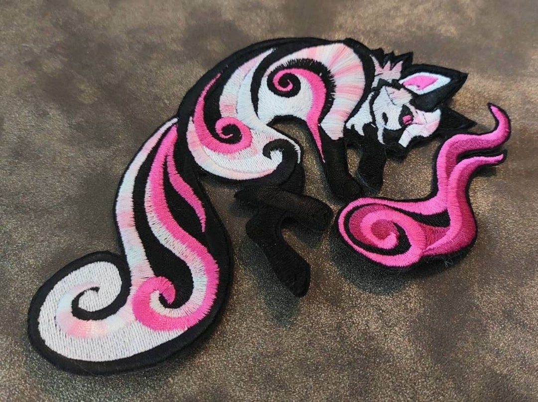 7" Magical Foxfire Pink ~ Kitsune Fox Geborduurde Opstrijkbare Patch ...