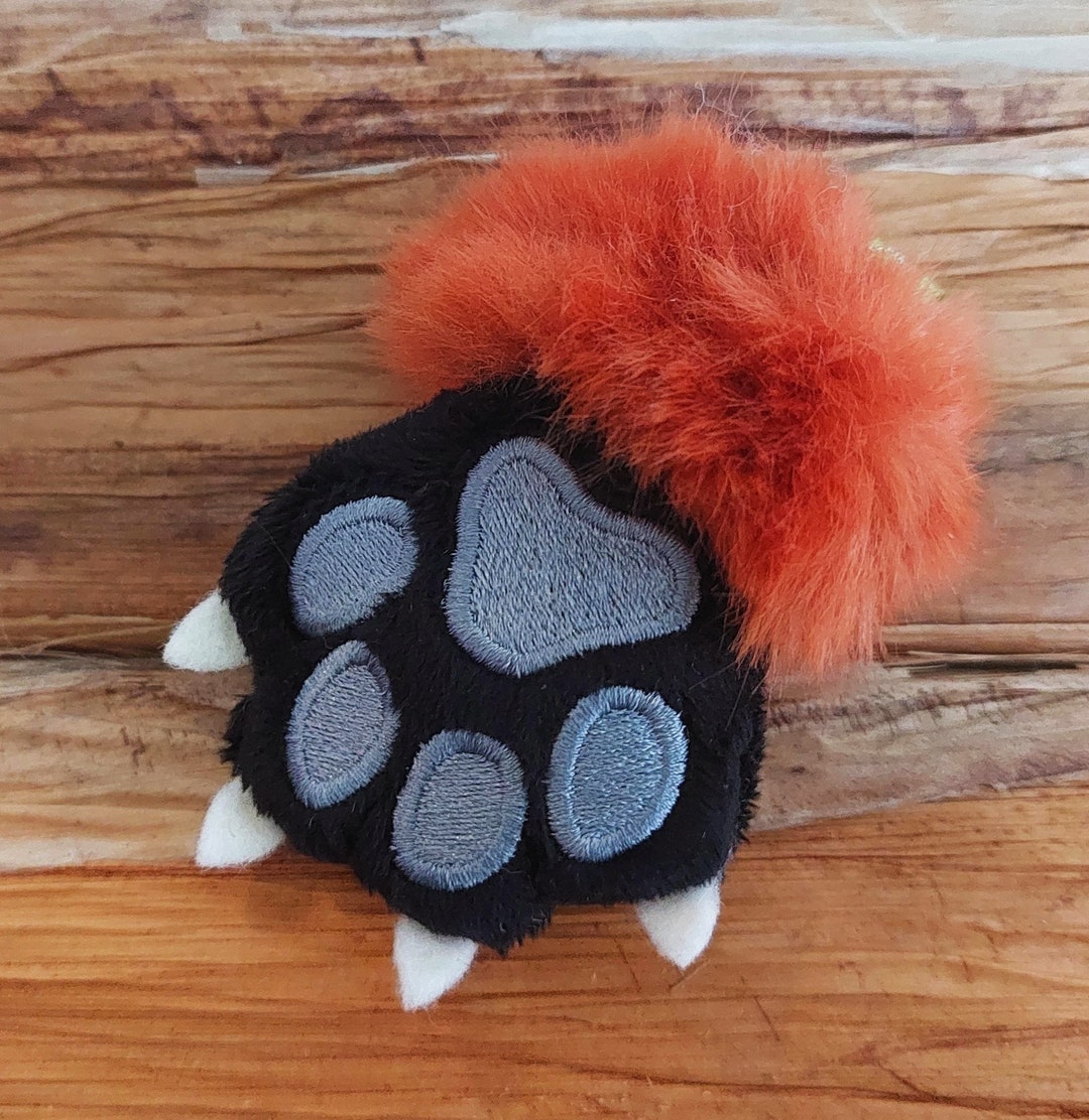 3.5" Red Fox Paw Keychain ~ Faux Fur Accessory, Fluffy Toebeans With ...