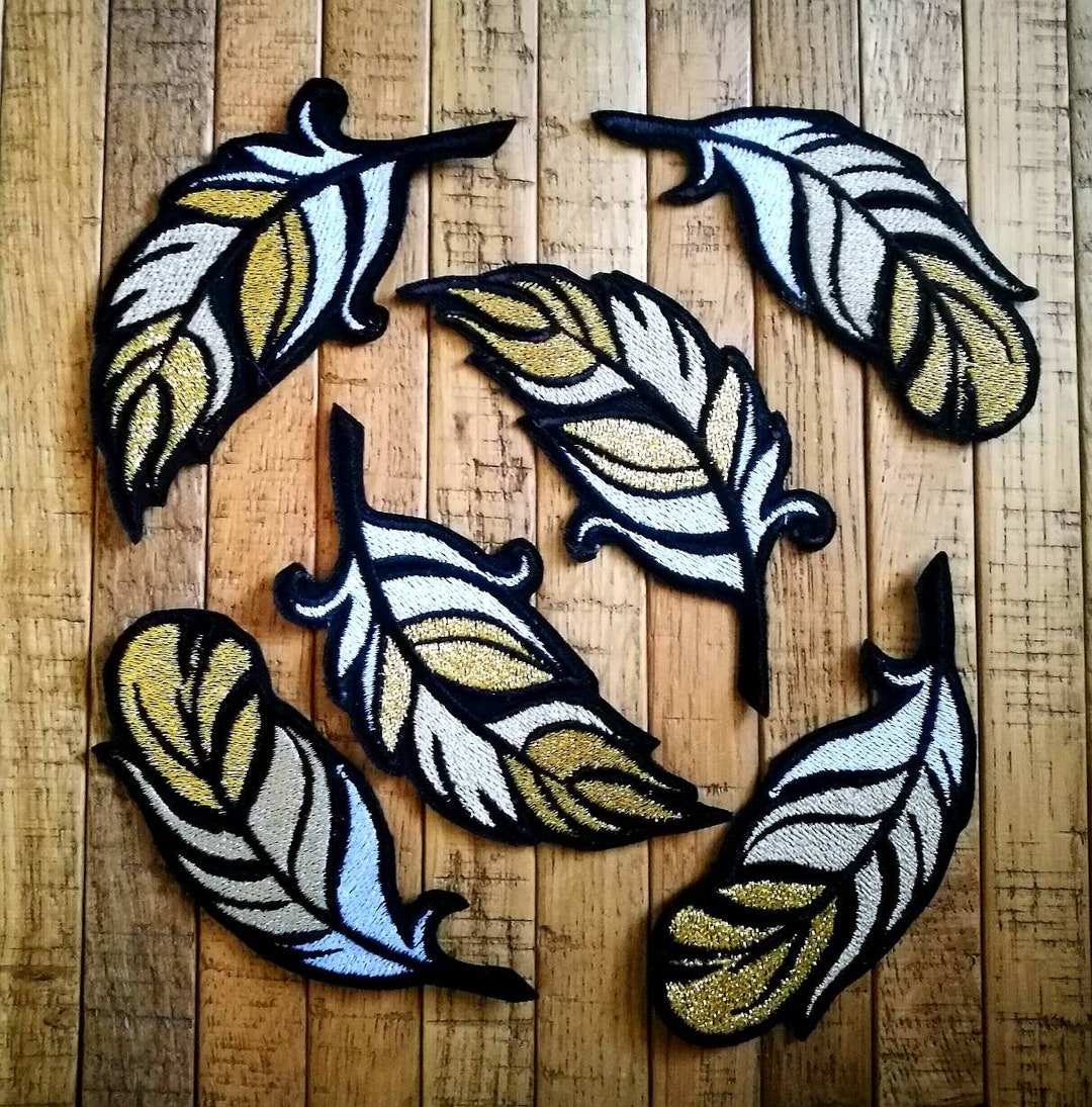 Elegante Veren Met Gouden Punt ~ Geborduurde Opstrijkbare Patch - Etsy