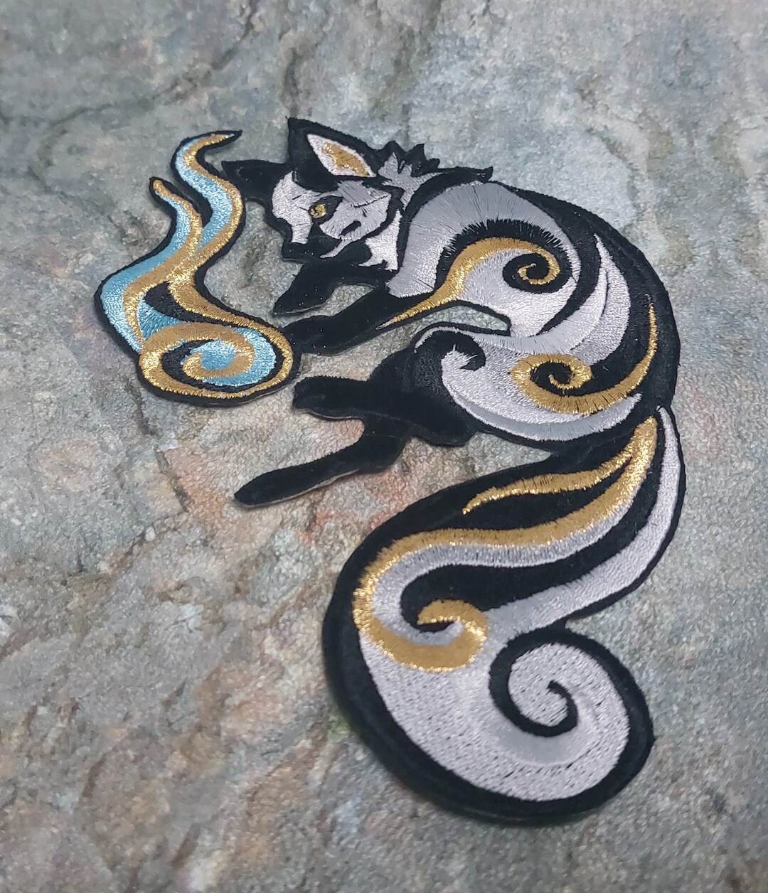 7 Metallic GOLD Special Magical Foxfire Kitsune Fox Embroidered Iron-on ...
