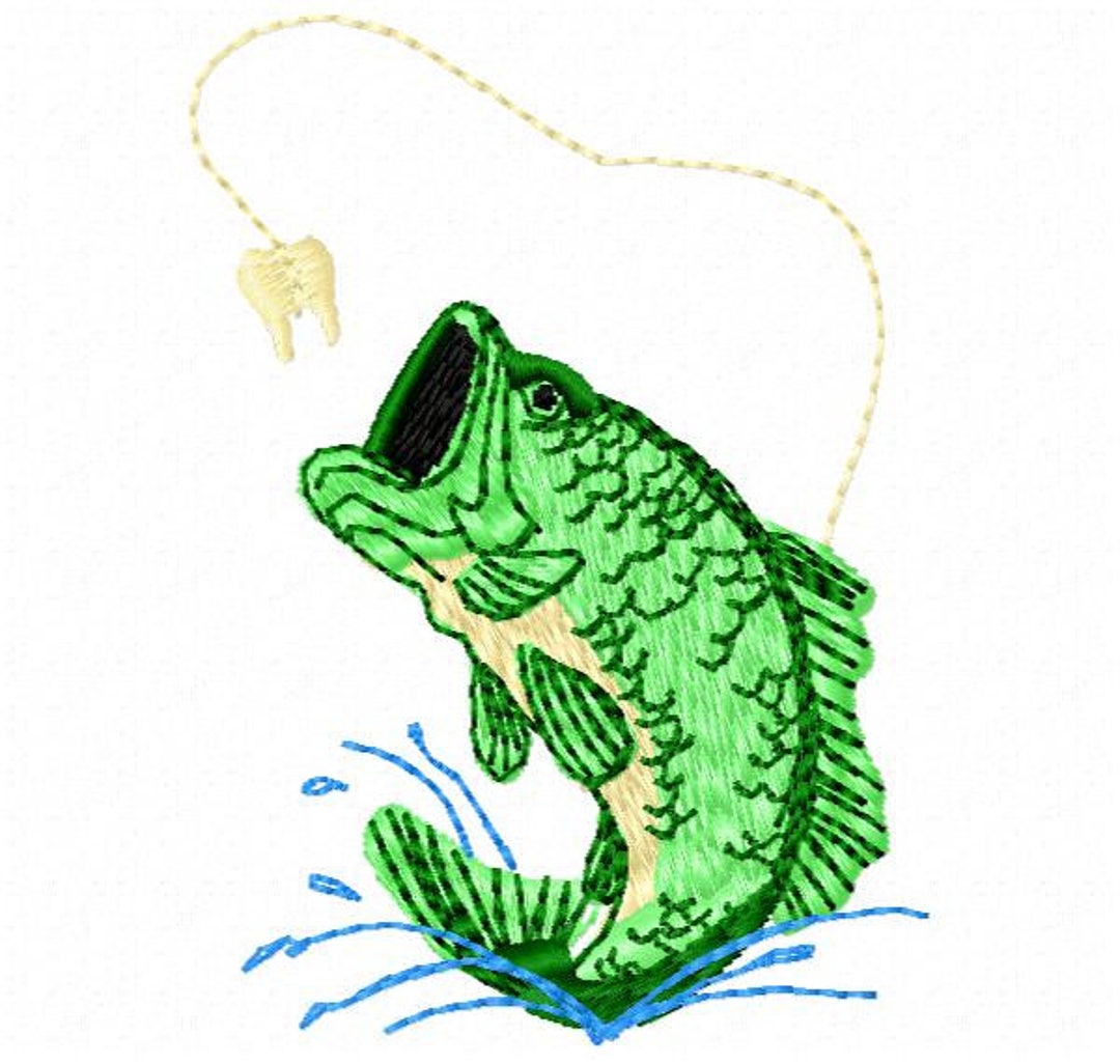 Bass Fish Machine Embroidery Design - Instant Download - Etsy