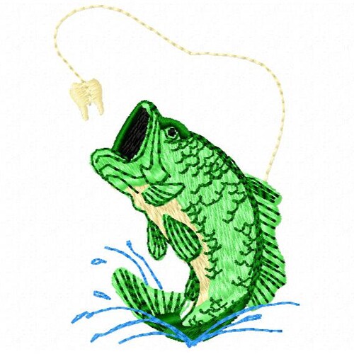 Bass Embroidery Design. Machine Embroidery Design. Fishing - Etsy